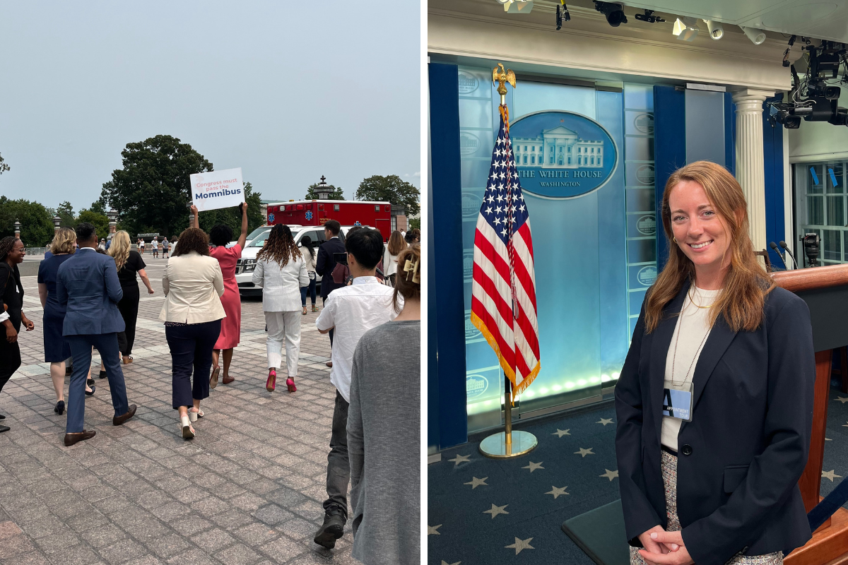Attending conference and standing in the White House press room